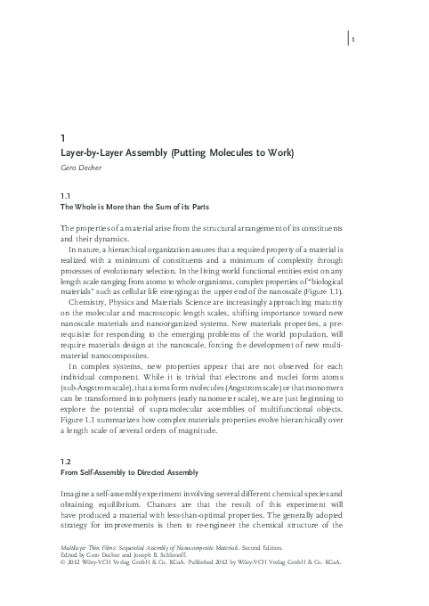 (PDF) Layer-by-Layer Assembly (Putting Molecules to Work