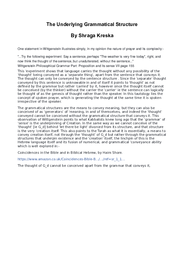 The Underlying Grammatical Structure