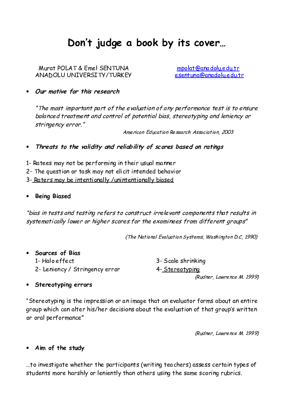 (DOC) Don't judge a book by its cover