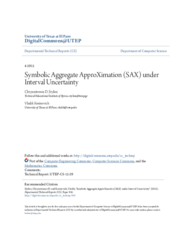 (PDF) Improving SAX with Measurement Uncertainty