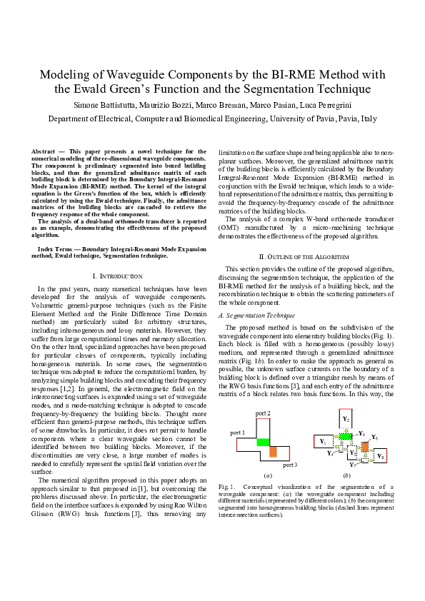 (PDF) Modeling of Waveguide Components by the BI-RME Method with the Ewald Green's Function and ...