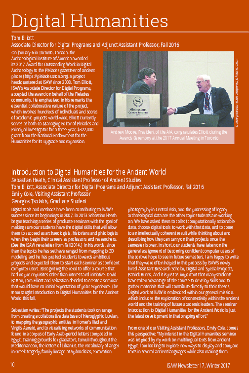 (PDF) ISAW Newsletter: Introduction to Digital Humanities for the ...