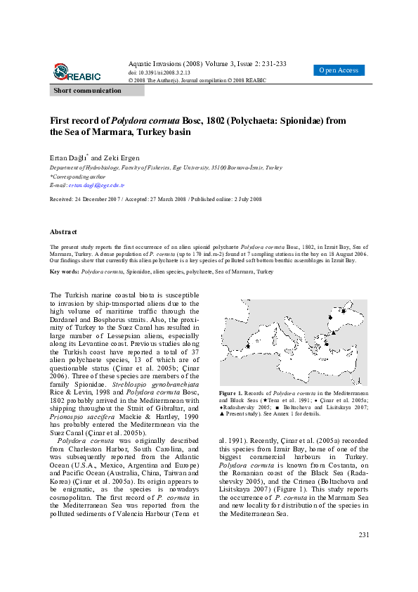(PDF) First record of Polydora cornuta Bosc, 1802 (Polychaeta ...
