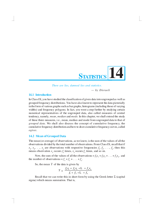 (PDF) Maths (10th) - statistics