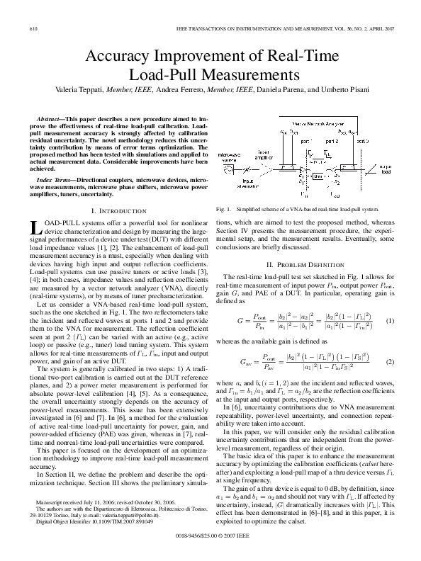 (PDF) Accuracy Improvement of Real-Time Load-Pull Measurements
