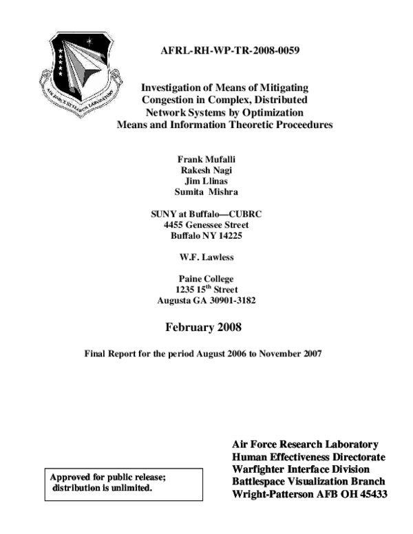 Pdf Investigation Of Means Of Mitigating Congestion In Complex Distributed Network Systems By