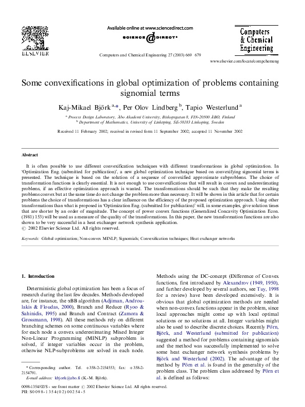 Pdf Convexification Techniques In Global Optimization