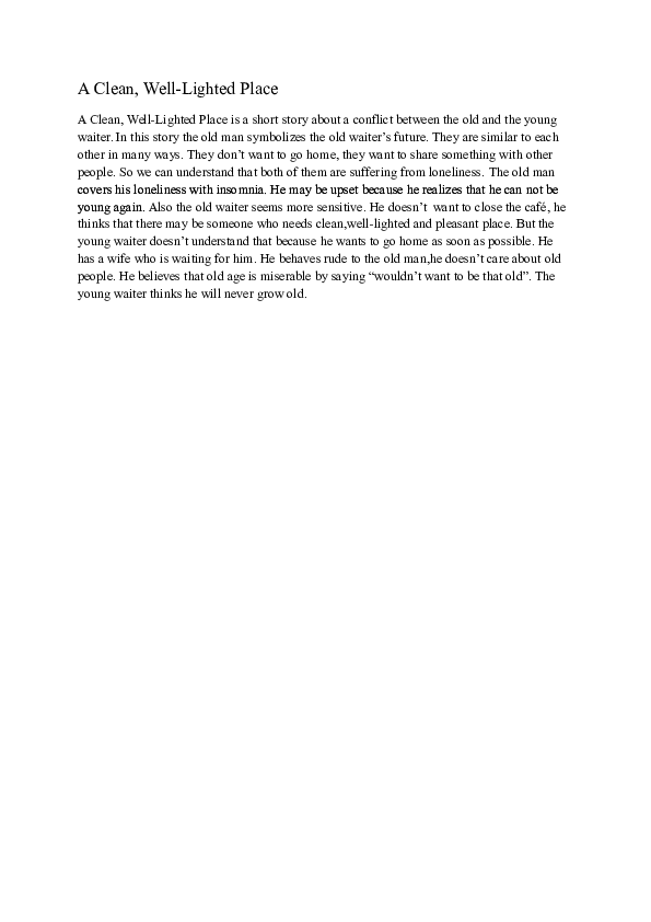 (DOC) A Clean, Well-Lighted Place