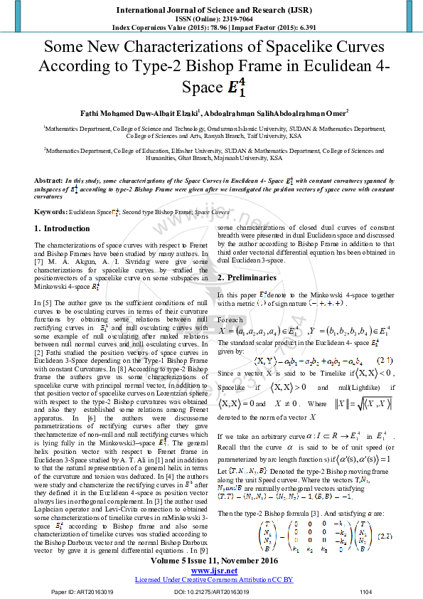 (PDF) Some New Characterizations of Spacelike Curves According to Type-2 Bishop Frame in ...