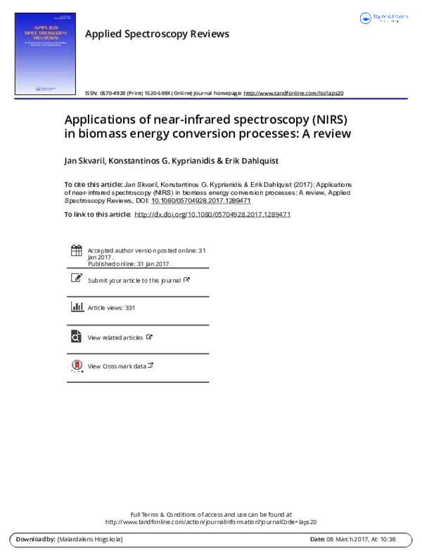(PDF) Applications of near-infrared spectroscopy (NIRS) in biomass ...
