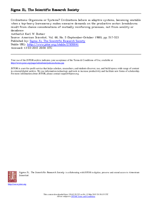 (PDF) Butzer 1980 Civilizations Organisms or Systems