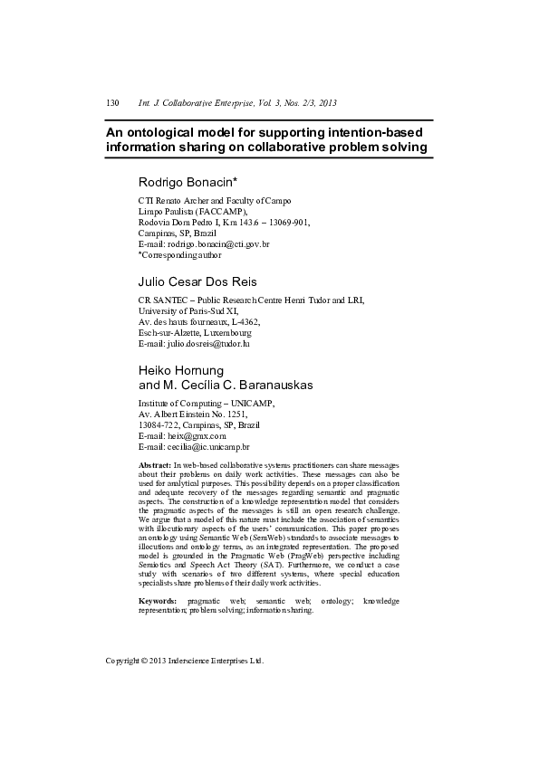 (PDF) An ontological model for supporting intention-based information sharing on collaborative ...