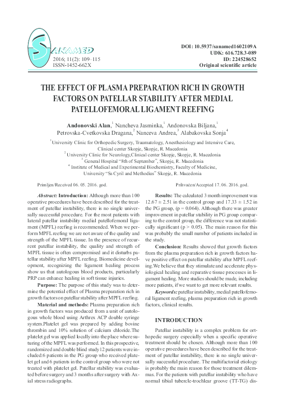 (PDF) THE EFFECT OF PLASMA PREPARATION RICH IN GROWTH FACTORS ON ...
