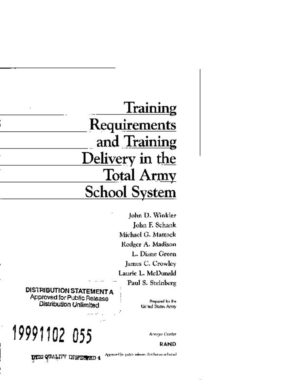 (PDF) Training Requirements and Training Delivery in the Total Army ...
