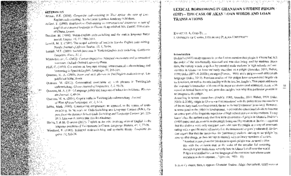 (PDF) Lexical Borrowing in Ghanaian Student Pidgin GSP - the case of ...