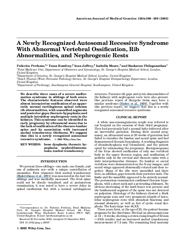 (PDF) A newly recognized autosomal recessive syndrome with abnormal ...