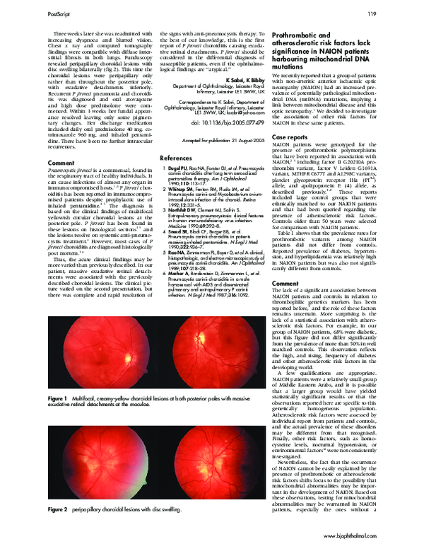 (PDF) Prothrombotic and atherosclerotic risk factors lack significance ...