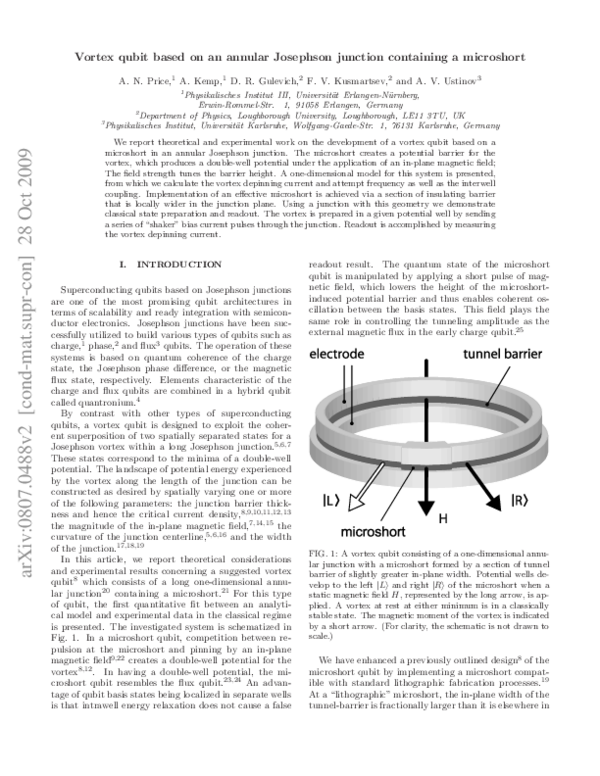 (PDF) Vortex qubit based on an annular Josephson junction containing a microshort