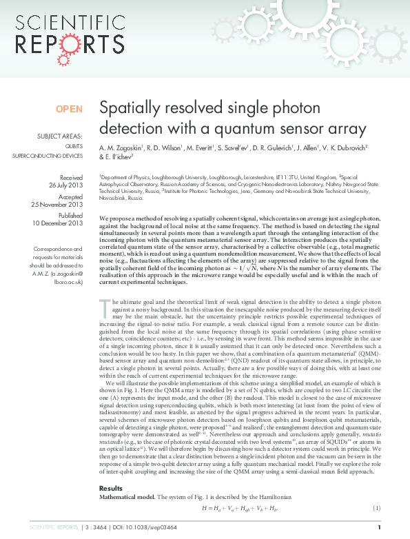 Pdf Spatially Resolved Single Photon Detection With A Quantum Sensor