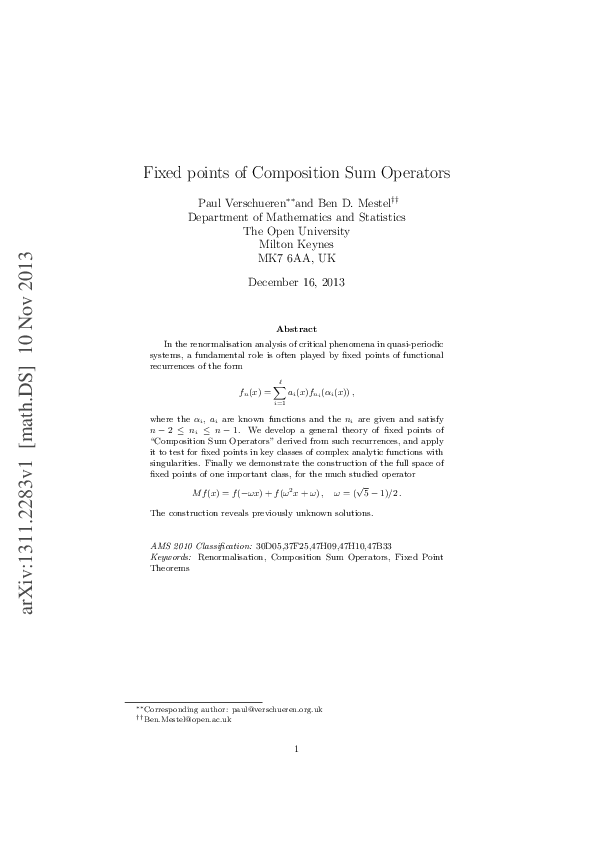 Pdf Fixed Points Of Composition Sum Operators Ben Mestel