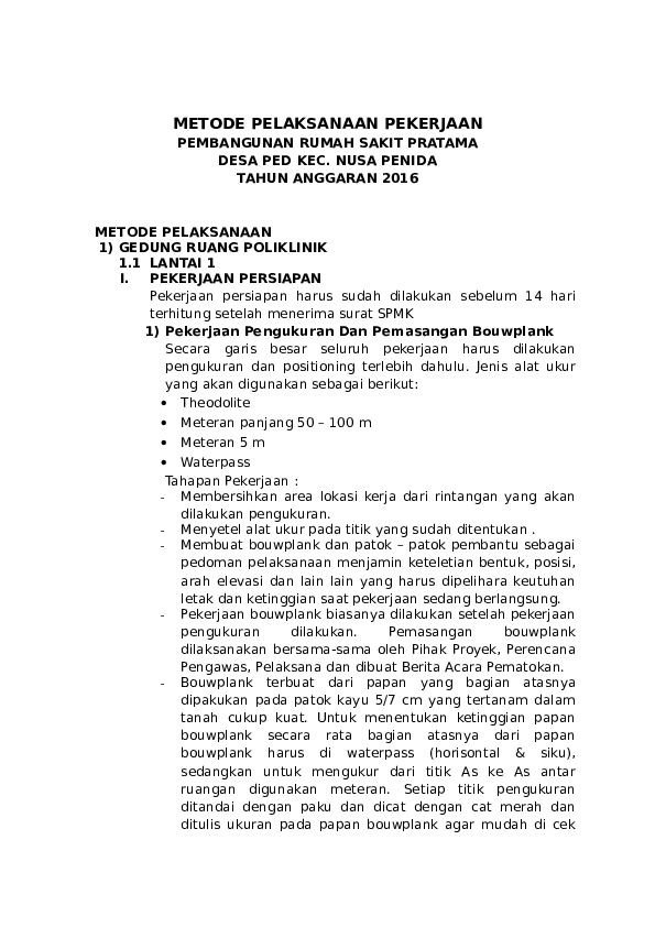 (DOC) METODE PELAKSANAAN PEKERJAAN