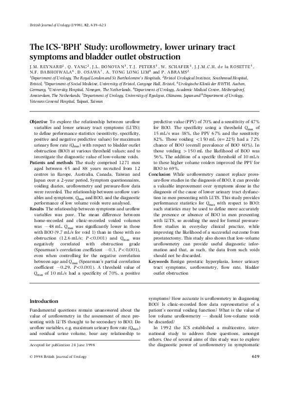 (PDF) The ICS-'BPH' Study: uroflowmetry, lower urinary tract symptoms ...