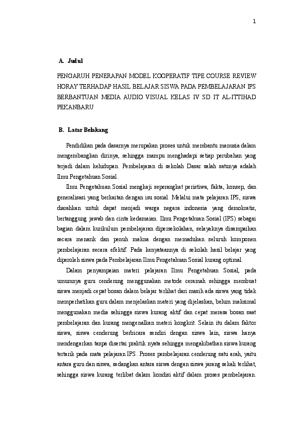 (DOC) PENGARUH PENERAPAN MODEL KOOPERATIF TIPE COURSE REVIEW HORAY TERHADAP HASIL BELAJAR SISWA ...