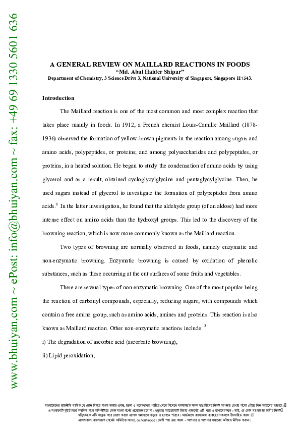 (PDF) A GENERAL REVIEW ON MAILLARD REACTIONS IN FOODS