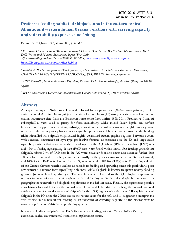 (PDF) Preferred feeding habitat of skipjack tuna in the eastern central ...
