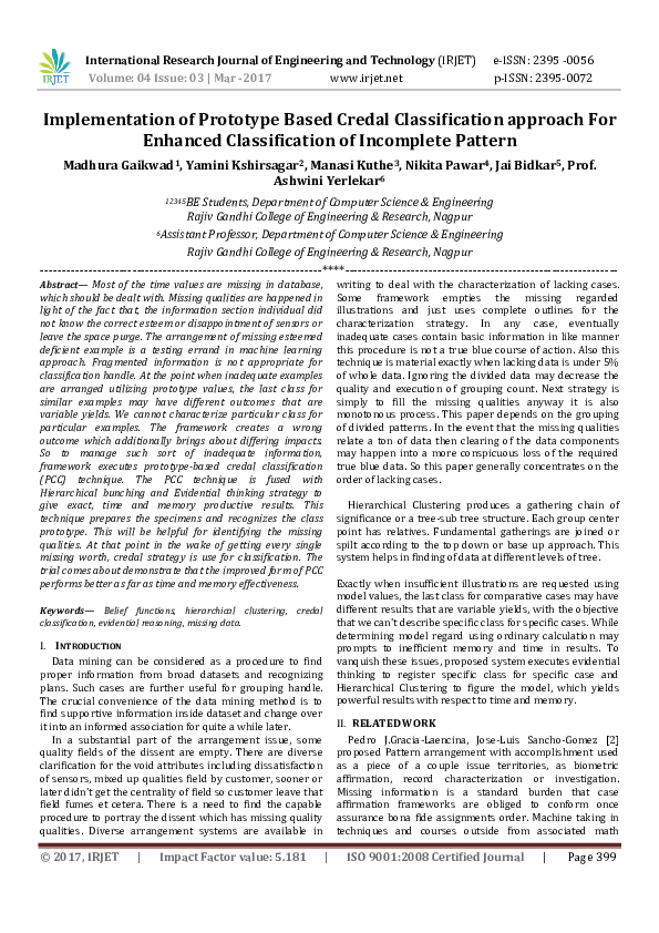 (PDF) IRJET-Implementation of Prototype Based Credal Classification approach For Enhanced ...