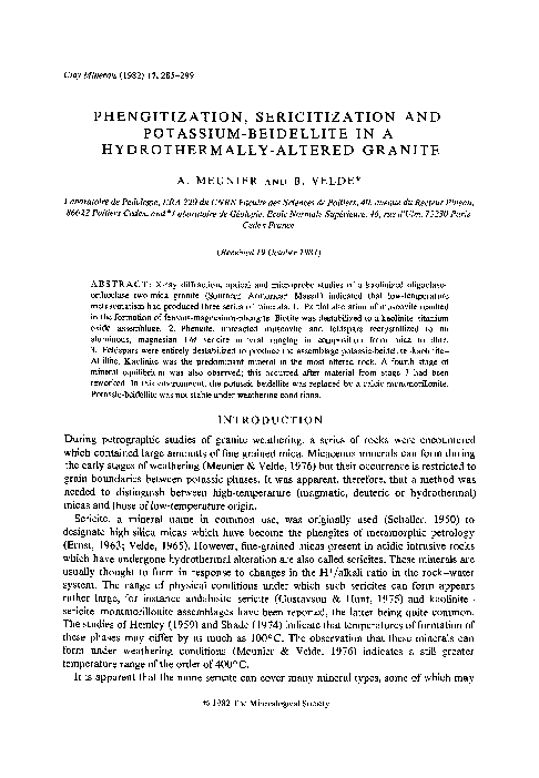(PDF) Phengitization, Sericitization and Potassium-Beidellite in a ...
