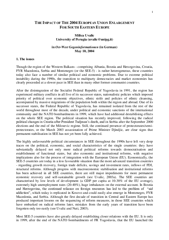 (PDF) THE IMPACT OF THE 2004 EUROPEAN UNION ENLARGEMENT FOR SOUTH ...