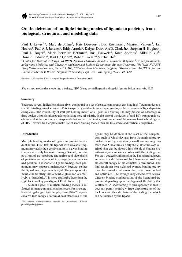 (PDF) On the detection of multiple-binding modes of ligands to proteins ...