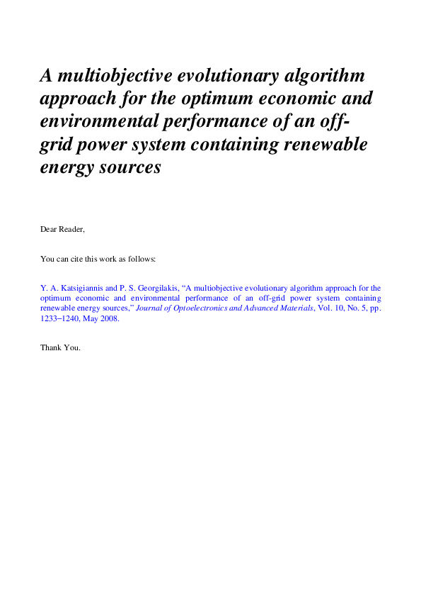 Pdf A Multiobjective Evolutionary Algorithm Approach For The Optimum