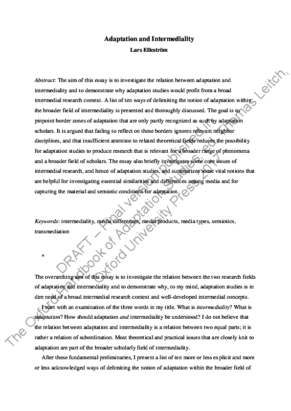 (PDF) Adaptation and Intermediality