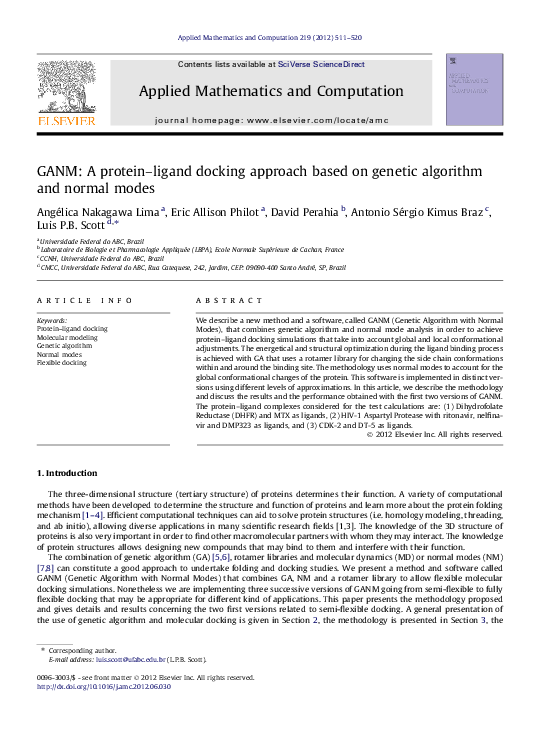 (PDF) GANM: A protein–ligand docking approach based on genetic ...