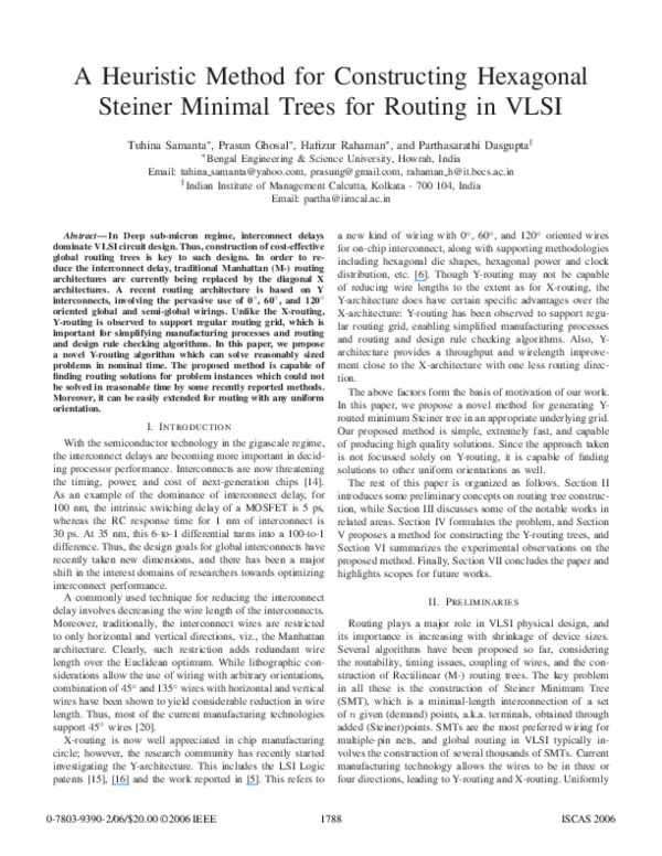 Pdf A Heuristic Method For Constructing Hexagonal Steiner Minimal Trees For Routing In Vlsi