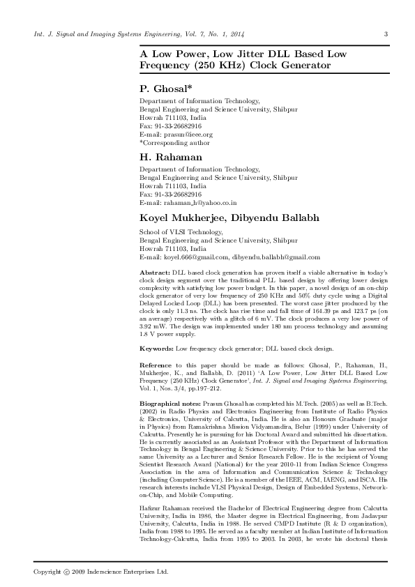 (PDF) A low power, low jitter DLL based low frequency (250 kHz) clock generator