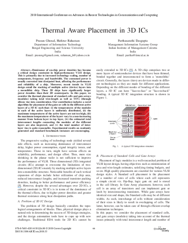 Pdf Thermal Aware Placement In 3d Ics