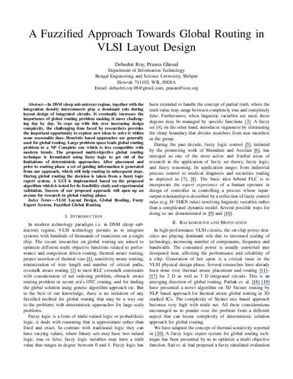 Pdf A Fuzzified Approach Towards Global Routing In Vlsi Layout Design
