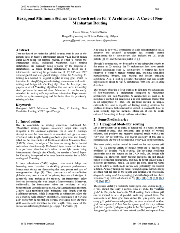 Pdf Hexagonal Minimum Steiner Tree Construction For Y Architecture A Case Of Non Manhattan 