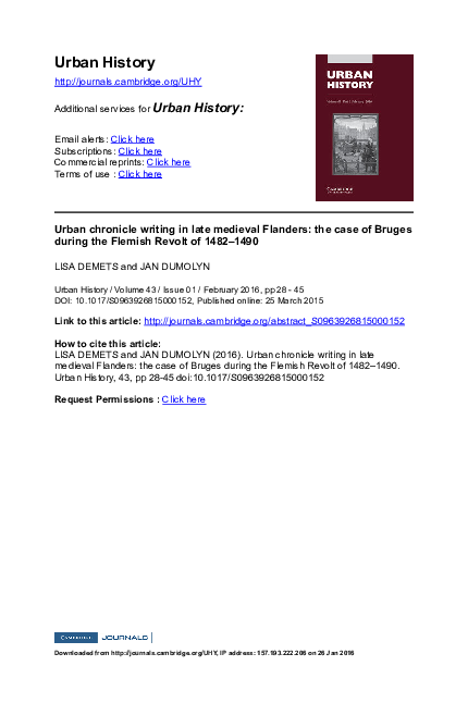 (PDF) Urban Chronicle Writing in Late Medieval Flanders: the Case of ...