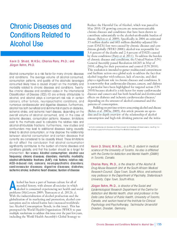(PDF) Chronic diseases and conditions related to alcohol use