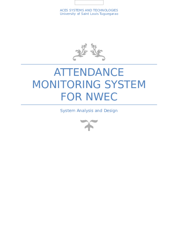 (DOC) Attendance monitoring system for nwec System Analysis and Design