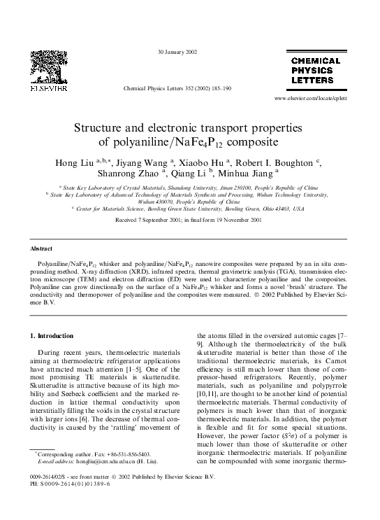 Pdf Structure And Electronic Transport Properties Of Polyaniline Nafe4p12 Composite