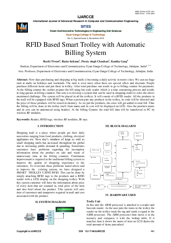 (PDF) RFID Based Smart Trolley with Automatic Billing System