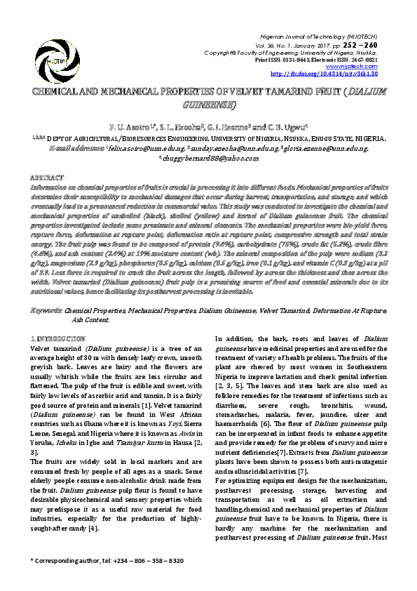 (PDF) CHEMICAL AND MECHANICAL PROPERTIES OF VELVET TAMARIND FRUIT ...