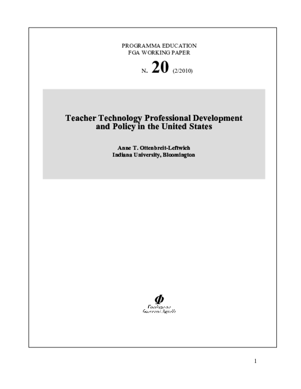 (PDF) Teacher Technology Professional Development and Policy in the ...