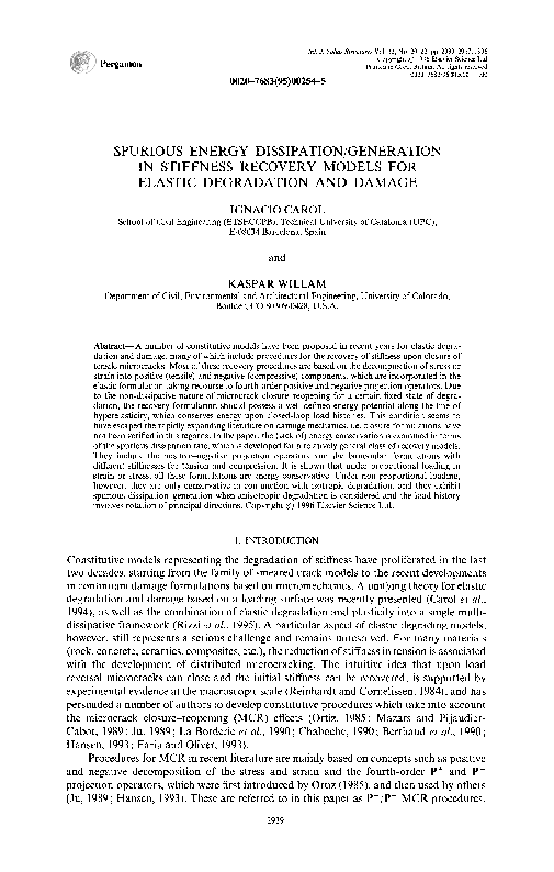 (PDF) SPURIOUS ENERGY DISSIPATION/GENERATION IN STIFFNESS RECOVERY ...