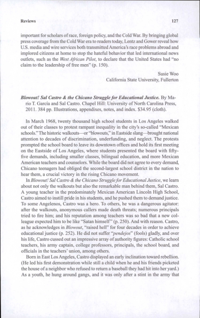 (PDF) Review of "Blowout! Sal Castro and the Chicano Struggle for Educational Justice," by Mario ...